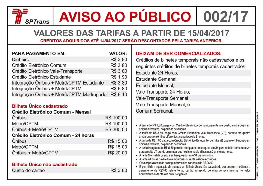 Aumento da tarifa de integração entre ônibus, Metrô e CPTM e dos ...