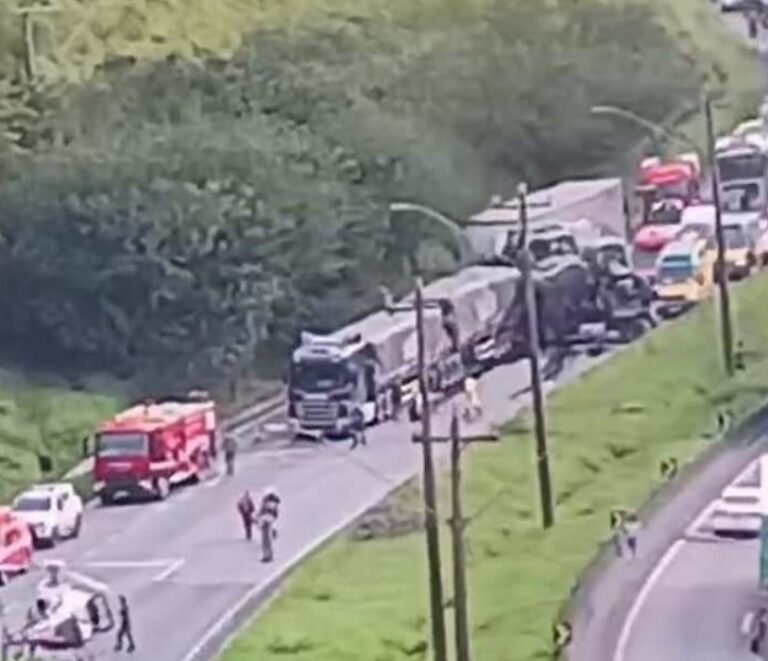 Engavetamento envolvendo quatro veículos deixa quatro mortos e interdita rodovia Régis ...