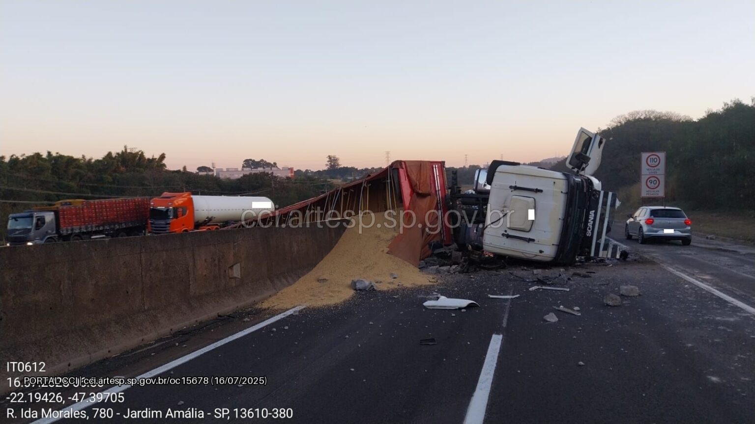 Acidente na rodovia Anhanguera em Leme